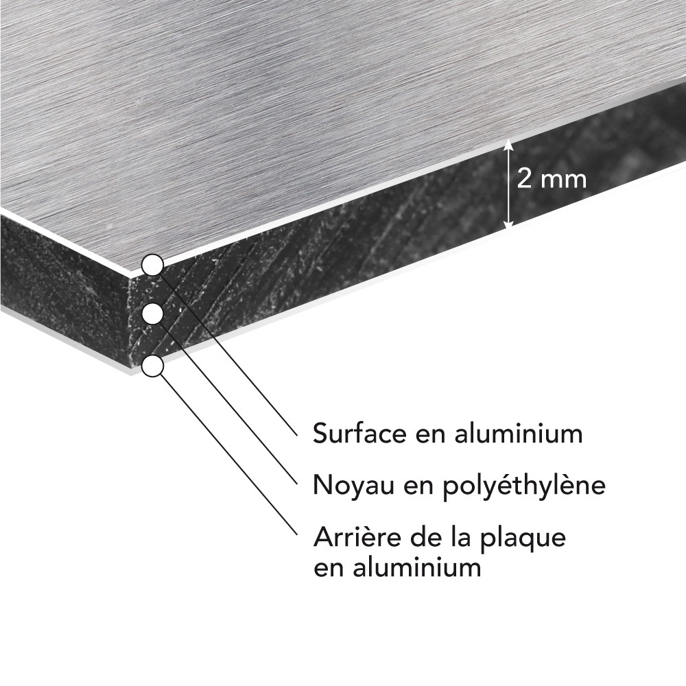 Panneau aluminium brossé 2 mm. Alupanel alu brossé. Plaque en alu brossé