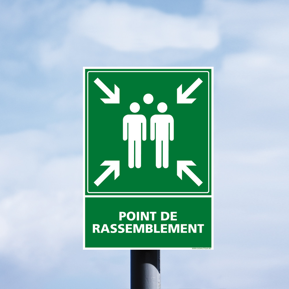Panneau Point de Rassemblement. Panneau d'Évacuation Incendie Vert