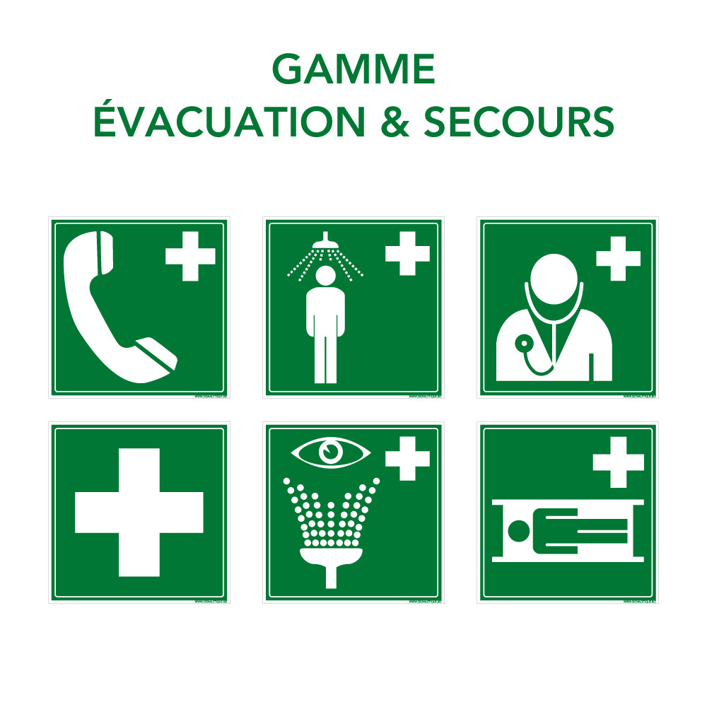 Panneau Premiers Secours Évacuation Sticker Premiers Secours, Pvc, Alu