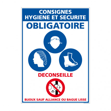 Panneau Consignes Hygiène et Sécurité - Affichage Obligatoire