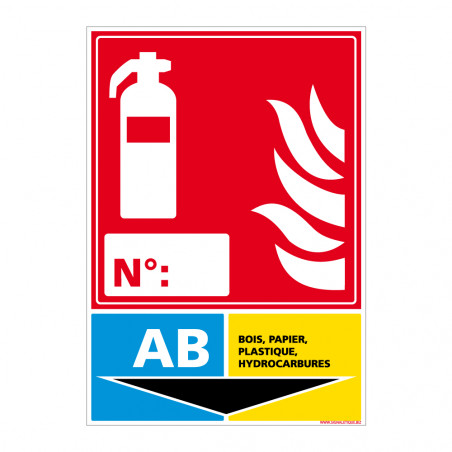Panneau Extincteur Classe AB Incendie. Sticker Extincteur, PVC, Alu