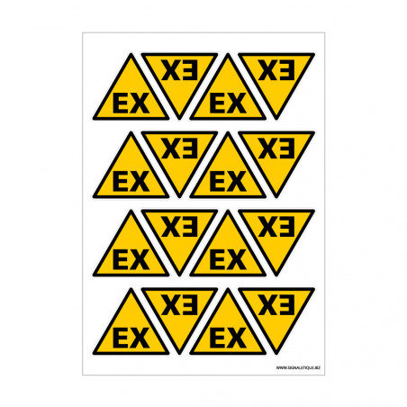Autocollants Danger EX. Planche stickers EX par 16 ou 36