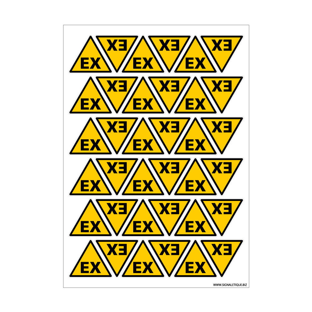 Autocollants danger ex zone atex planche de 16 ou 36 pictos atmosphère ...