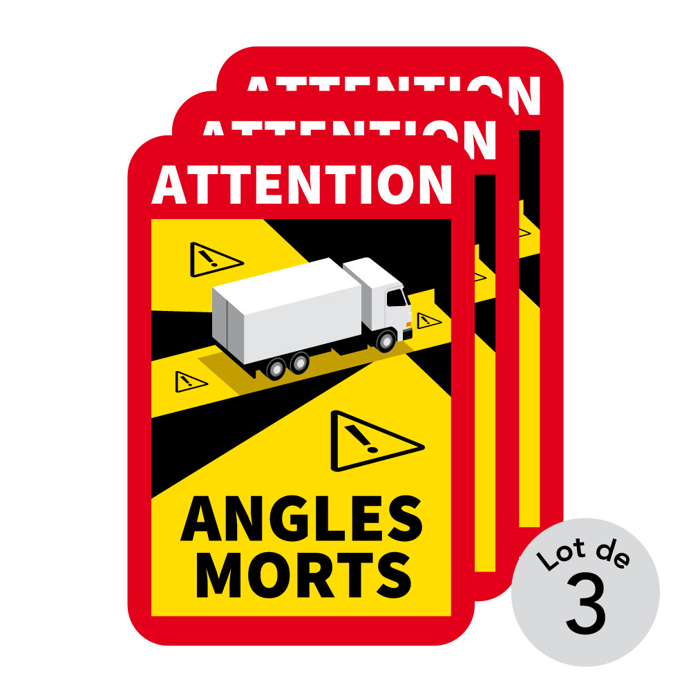Attention angles morts poids lourds autocollant, adhésif angles morts ...