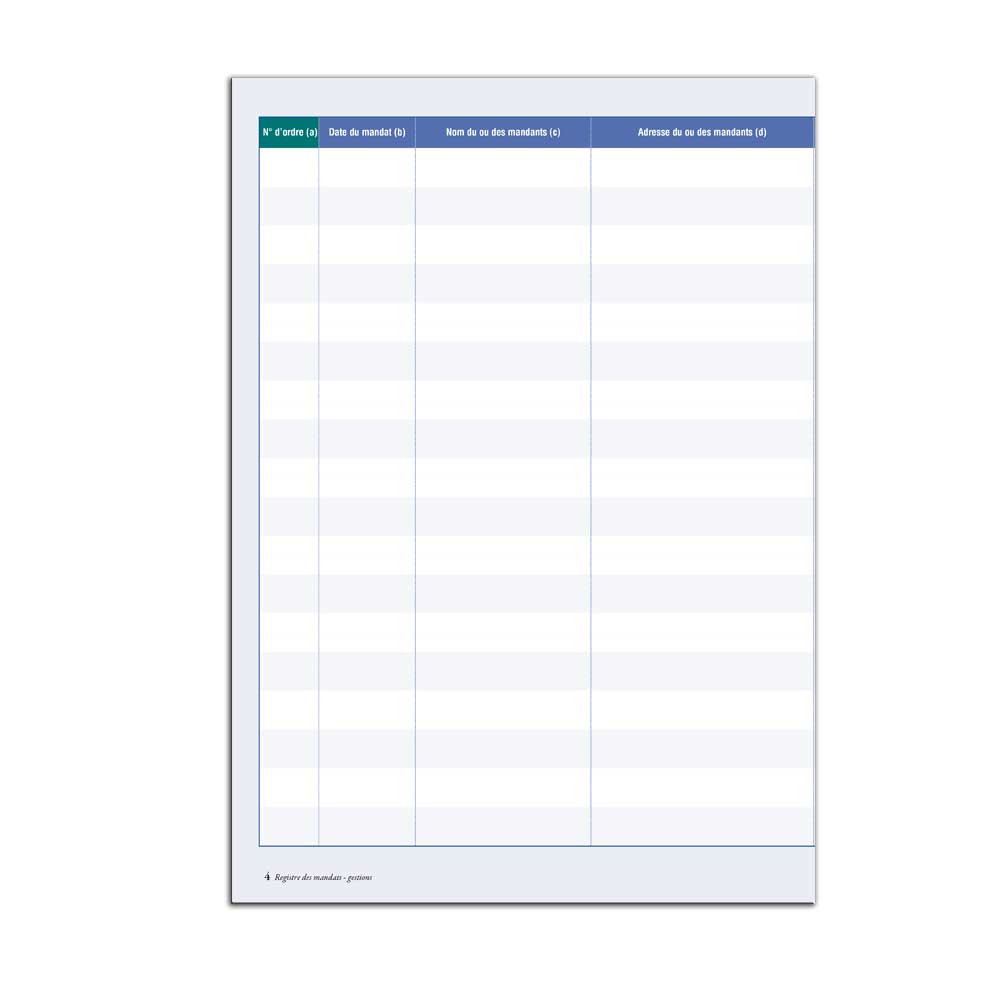 Registre des mandats de gestion immobilière - Conforme à la Loi Hoguet