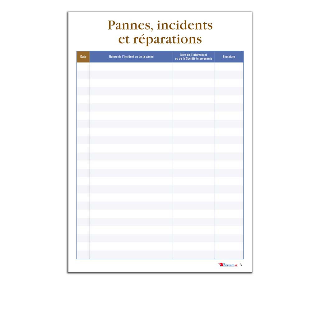 Carnet de maintenance - Carnet d'entretien spécial pour BTP