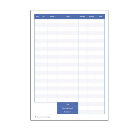 Registre des recettes et des dépenses - Gestion commerciale