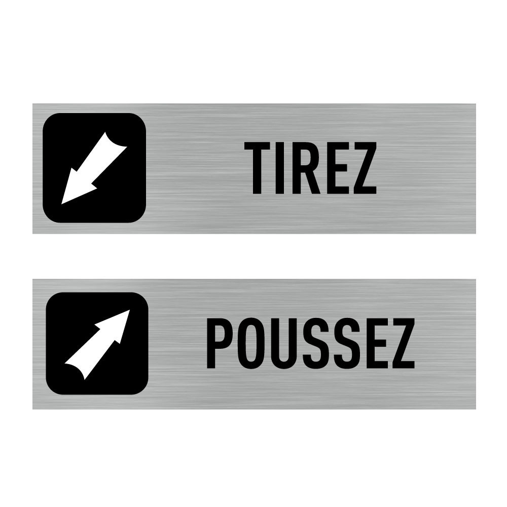 Lot de 2 plaques de porte Poussez/Tirez - 2 stickers ou 2 plaques alu ...