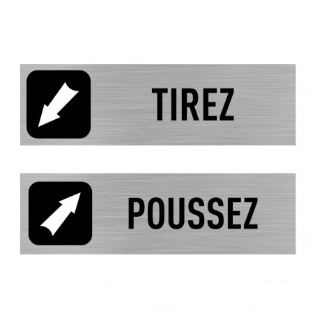 Lot de 2 plaques de porte Poussez/Tirez - 2 stickers ou 2 plaques alu ...