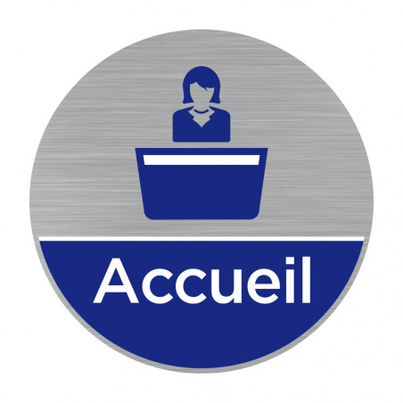 Plaque de porte Accueil Alu brossé - Sticker ou plaque alu adhésive