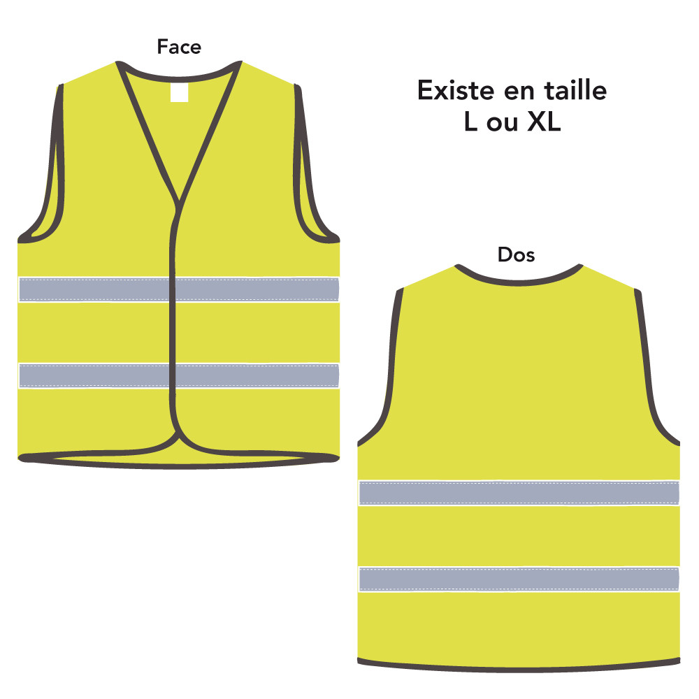 Lot gilets GUIDE-FILE et SERRE-FILE - Jaune ou vert fluo - Évacuation