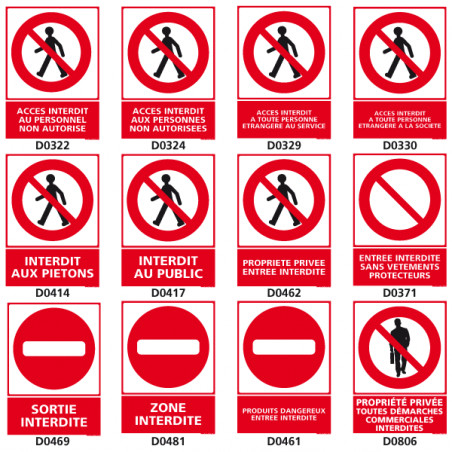 Panneaux ZONE INTERDIT