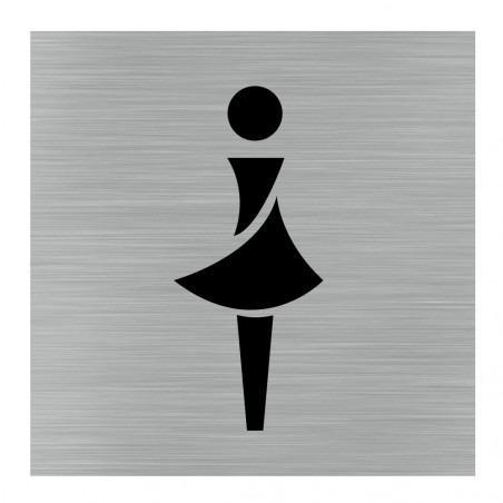 Plaque de porte pictogramme Toilettes Femmes - Sticker ou plaque alu brossé