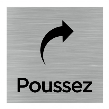 Plaque de porte Poussez avec flèche - Sticker ou plaque alu brossé adhésive