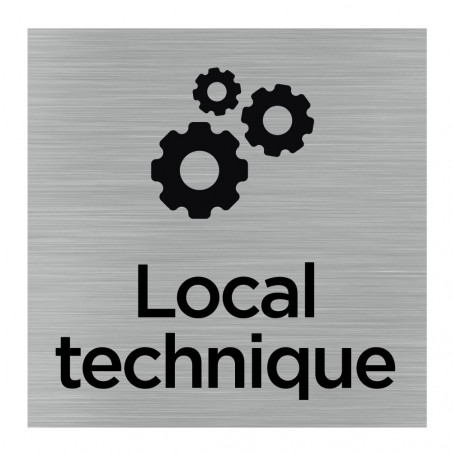 Plaque de porte Local technique - Sticker ou plaque alu brossé adhésive