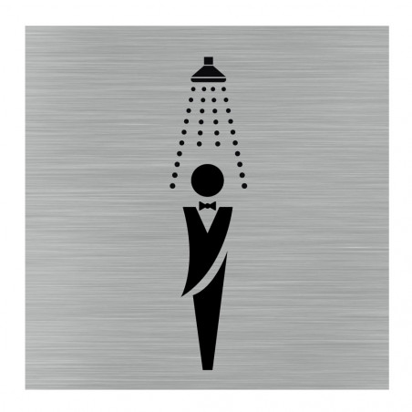 Plaque de porte Douche Homme - Sticker ou plaque alu brossé adhésive