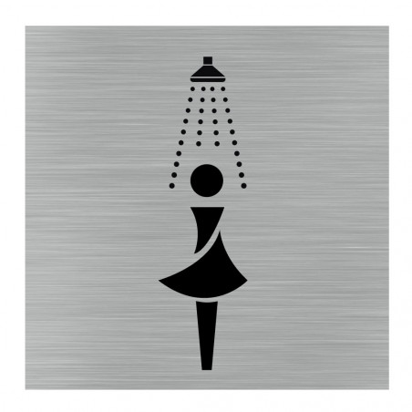 Plaque de porte Douche Femme - Sticker ou plaque alu brossé adhésive