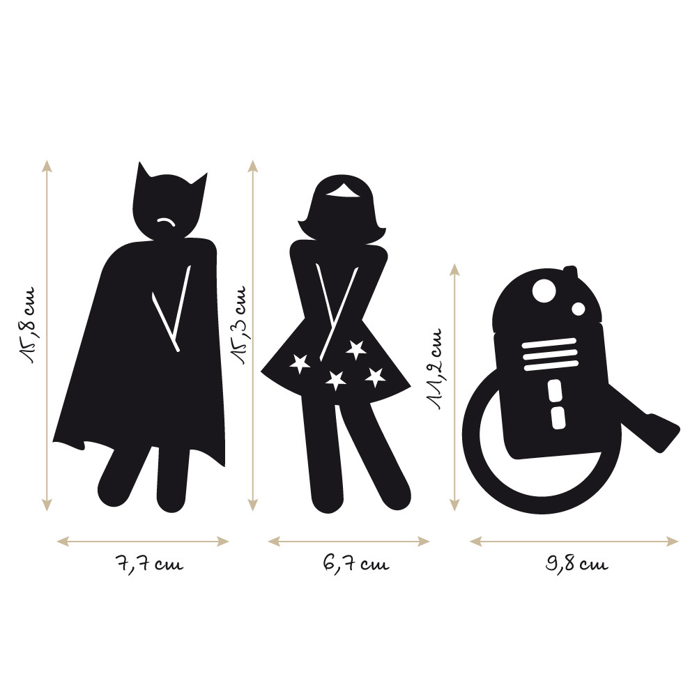 Plaque de Porte Toilettes Enfants. Pictogramme WC Super-héros Plexi