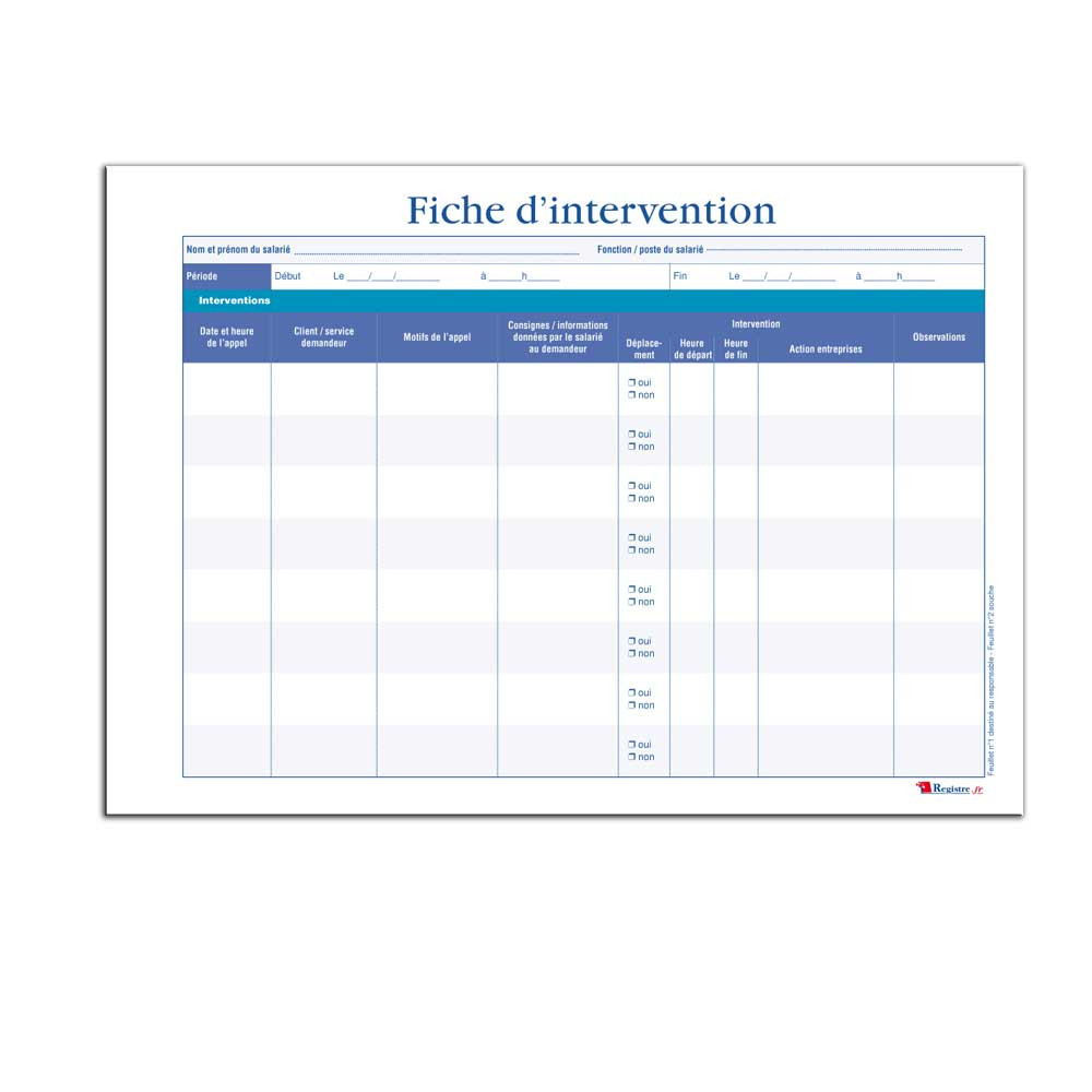 CARNET D'INTERVENTIONS PERIODES D'ASTREINTE (RS_M038) Gestion du personnel