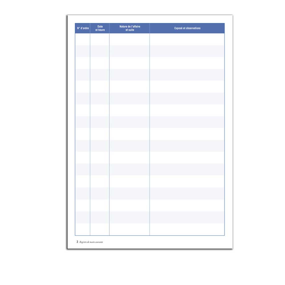 REGISTRE DE MAIN COURANTE (RS_P078) Registre de sécurité