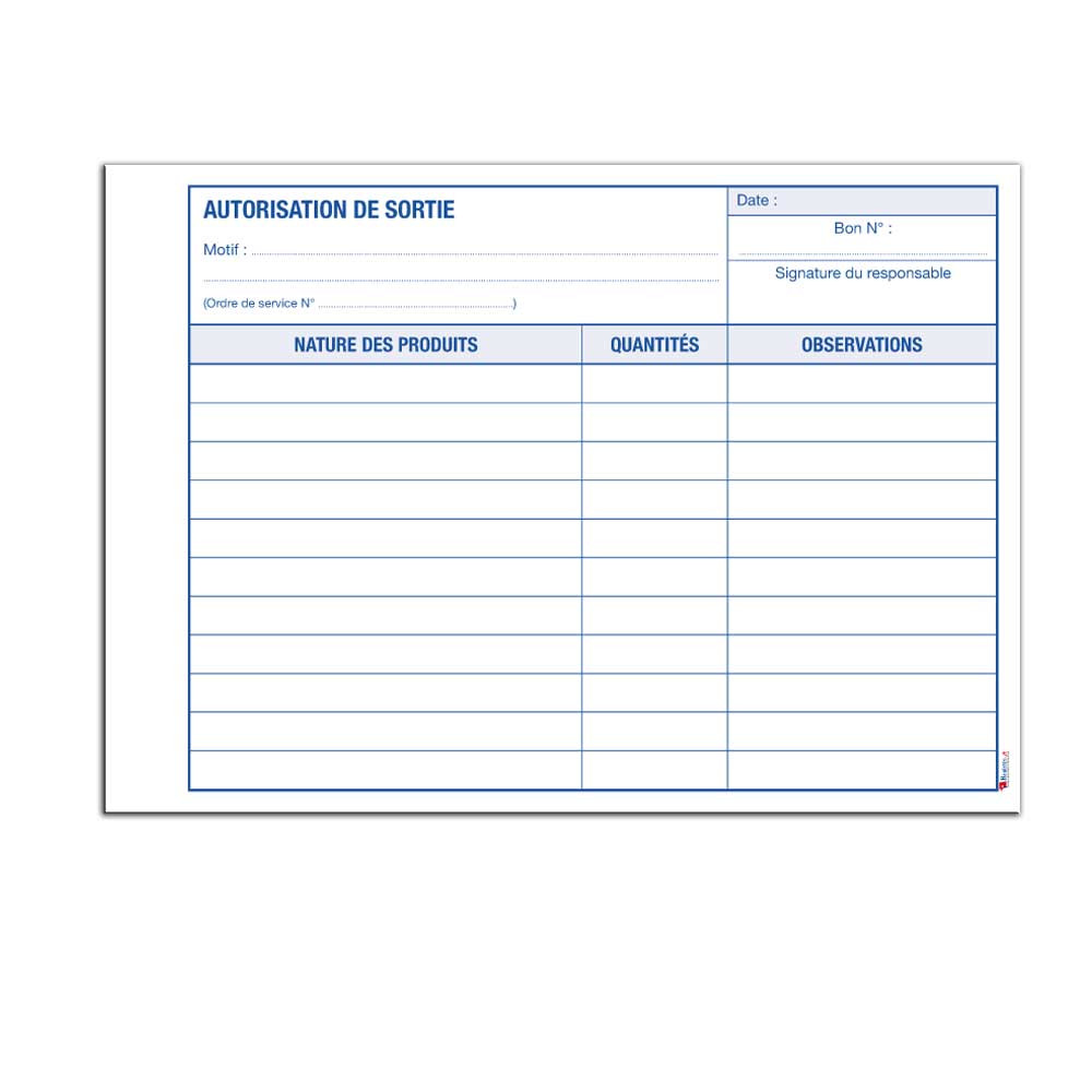 CARNET DE BONS DE SORTIE (RA105)