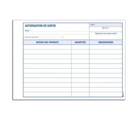 CARNET DE BONS DE SORTIE (RA105)