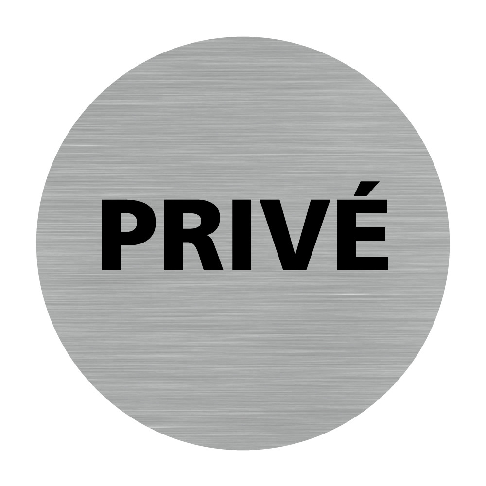 Plaque de porte Privé Alu brossé - Sticker ou plaque alu adhésive