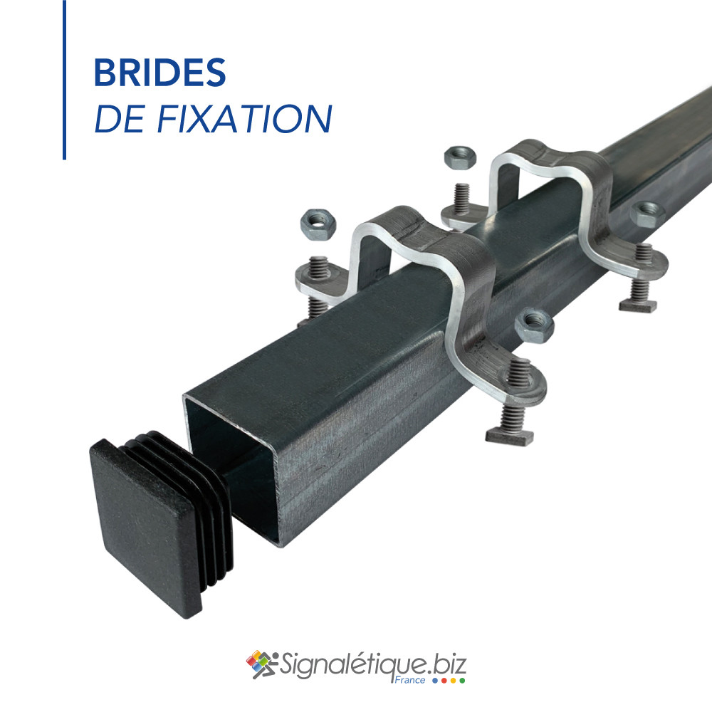 Bride de Fixation pour Poteau. Bride simple ou Bride double + Visserie