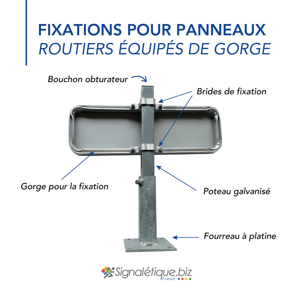 Bride de Fixation pour Poteau. Bride simple ou Bride double + Visserie