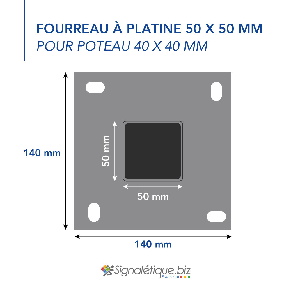 Fourreau à platine - Pied Poteau Acier Galvanisé - Fixation Poteau Acier