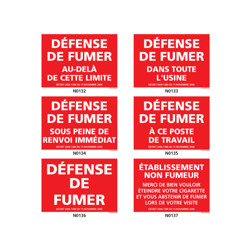 Panneau DEFENSE DE FUMER (usine, établissement, etc.)