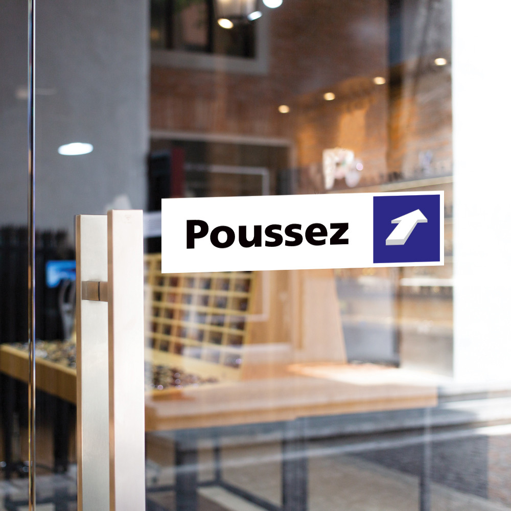 Plaque de porte POUSSEZ en plexi - Double face au dos