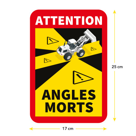 Autocollants Attention Angles morts Pelle mécanique hydraulique ...