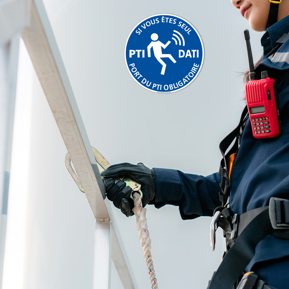 Panneau de port du PTI obligatoire - Obligation port EPI si vous êtes seul