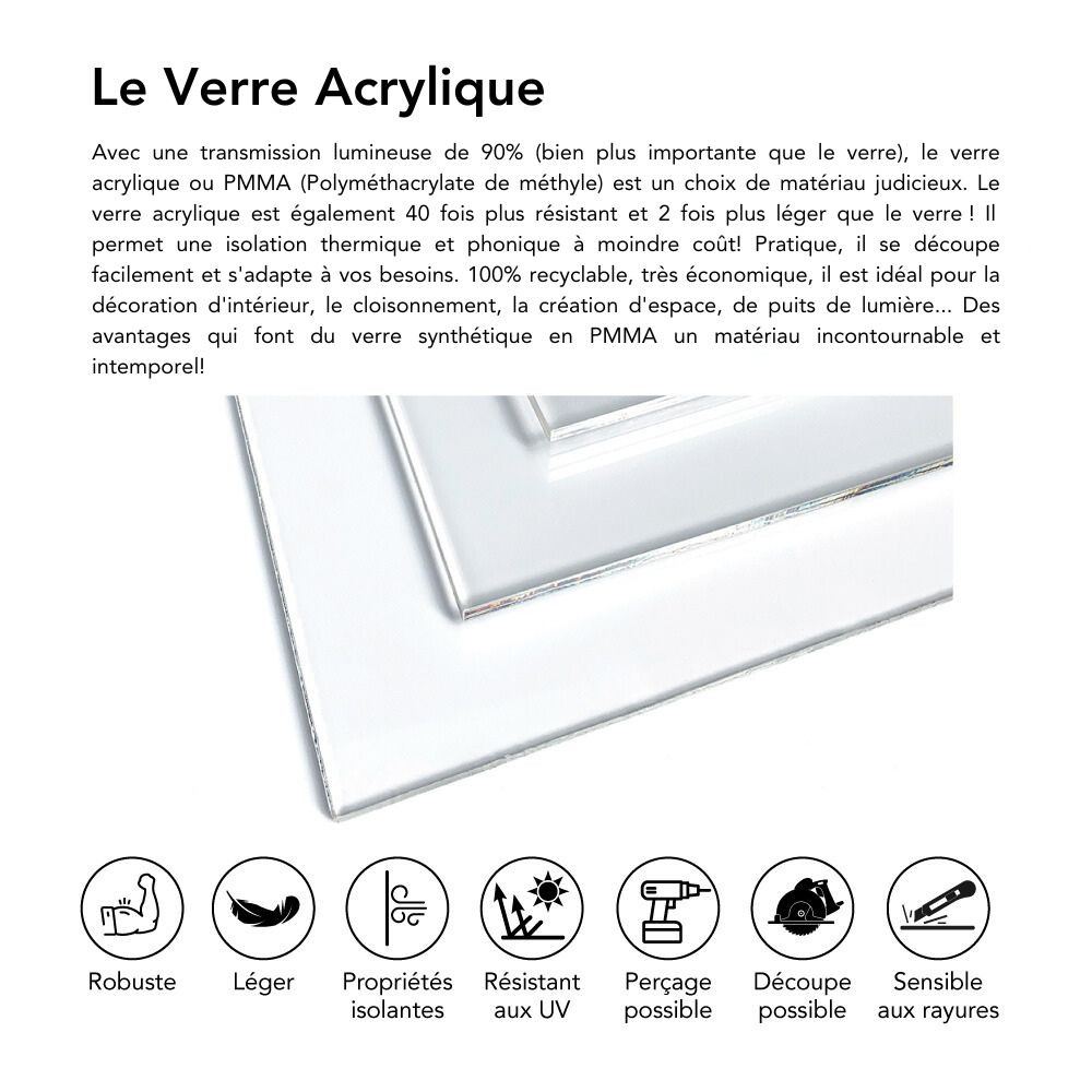 Plaque de plexiglass transparent 1 mm - Plexi PMMA XT Transparent - Verre acrylique