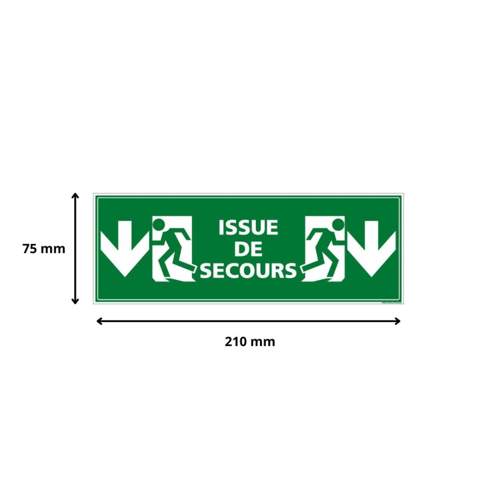Panneau Issue de Secours Flèches en Bas. Sticker Sortie, Pvc ou Alu