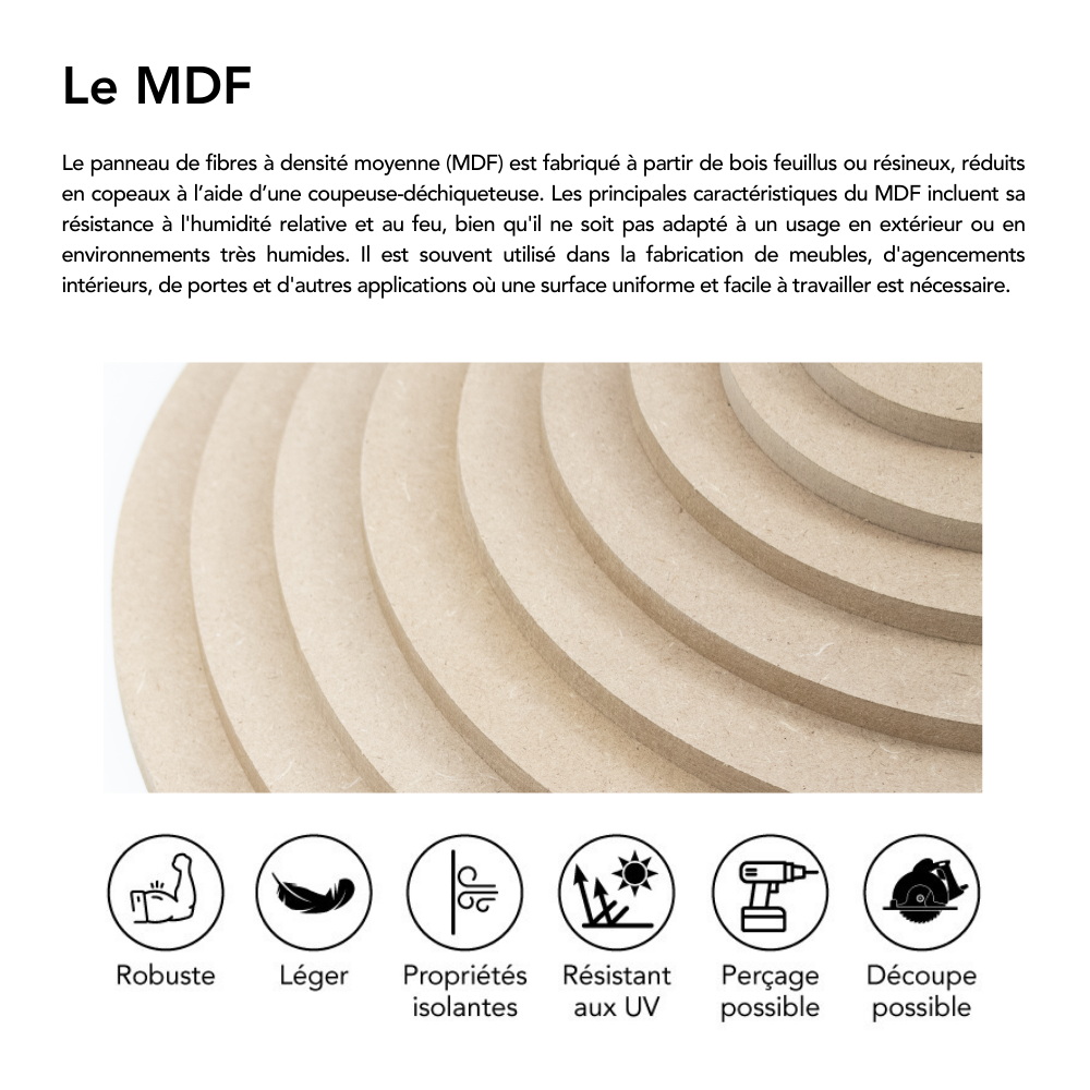 Rond de bois MDF - cercle bois brut pour déco, bricolage, DIY