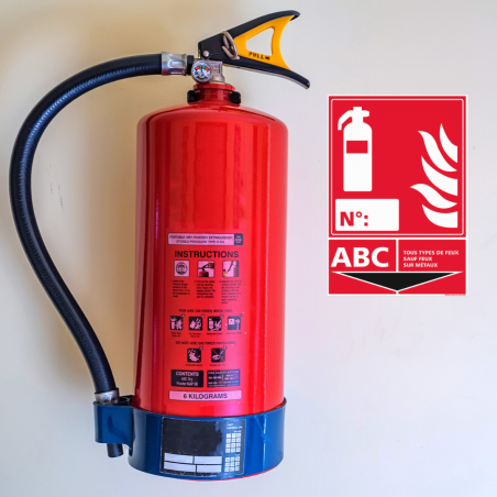 Panneau Extincteur Classe ABC Incendie. Sticker Extincteur, PVC, Alu