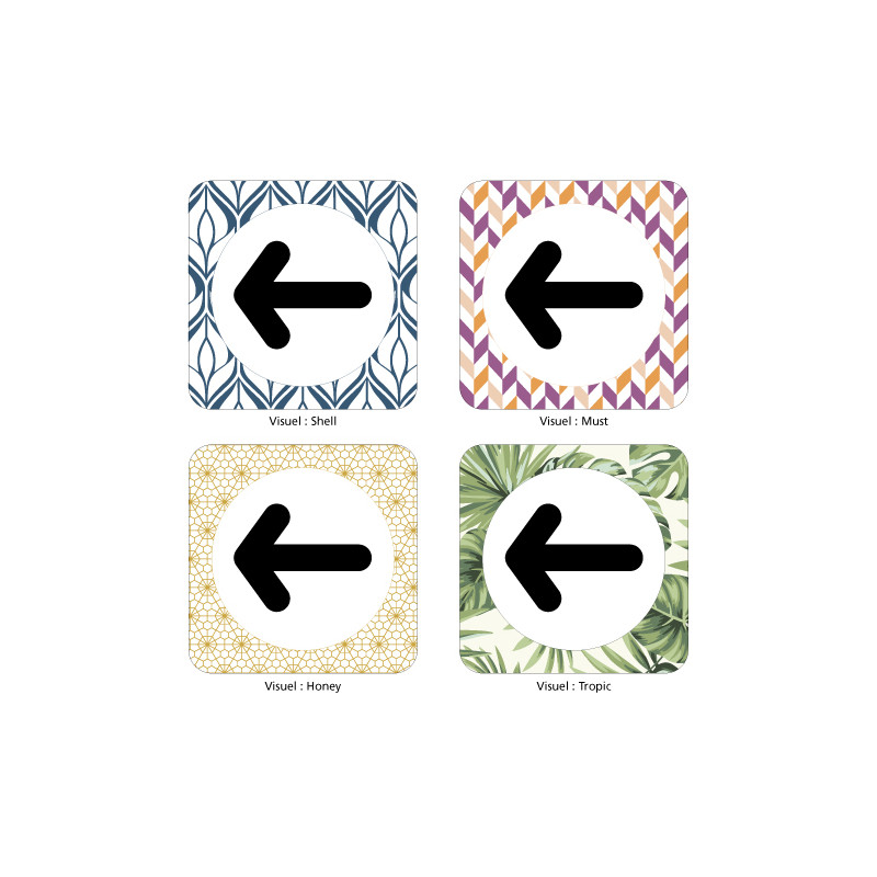 PLAQUE DE PORTE DESIGN SPHERE FLECHE VERS LA GAUCHE - 125X125 mm