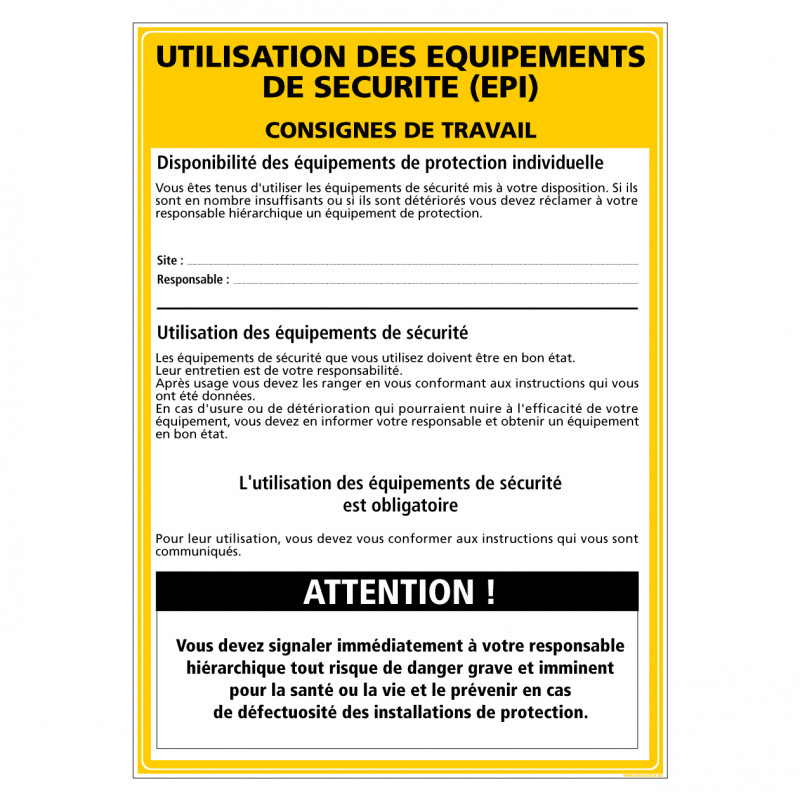 Consignes de sécurité industrie