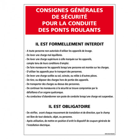 Consignes de sécurité pour ponts roulants (A0531)