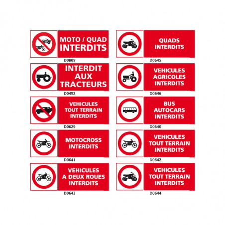 Panneau d'INTERDICTION spécial véhicules